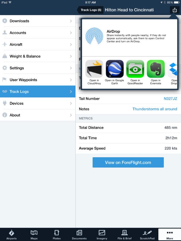 ForeFlight’s new track log feature in action - iPad Pilot News