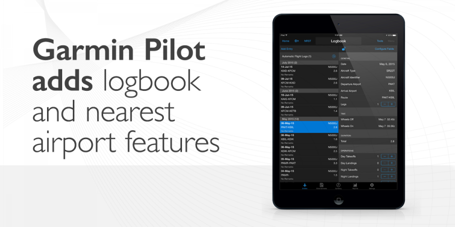 Garmin Pilot adds automated logbook and Nearest airport feature : iPad ...
