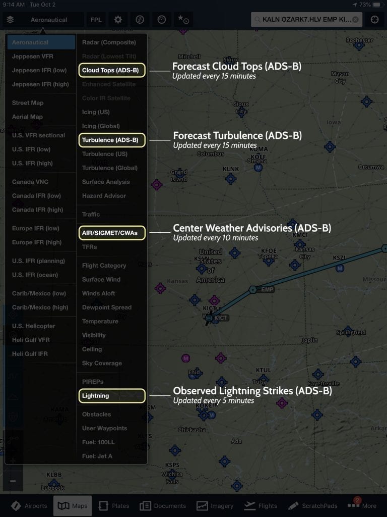 ForeFlight debuts new ADS-B weather products in version 10.4