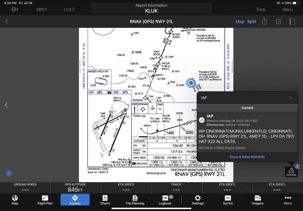 Garmin Pilot adds visual NOTAMs in latest update : iPad Pilot News