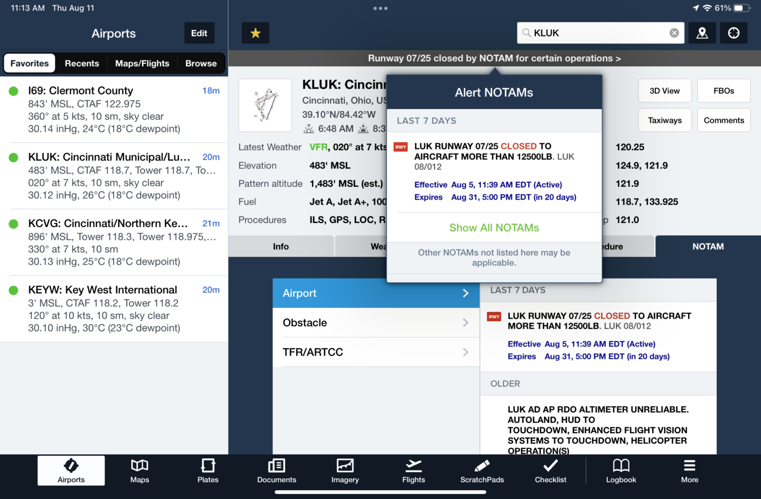 How to find NOTAMs in ForeFlight and Garmin Pilot - iPad Pilot News